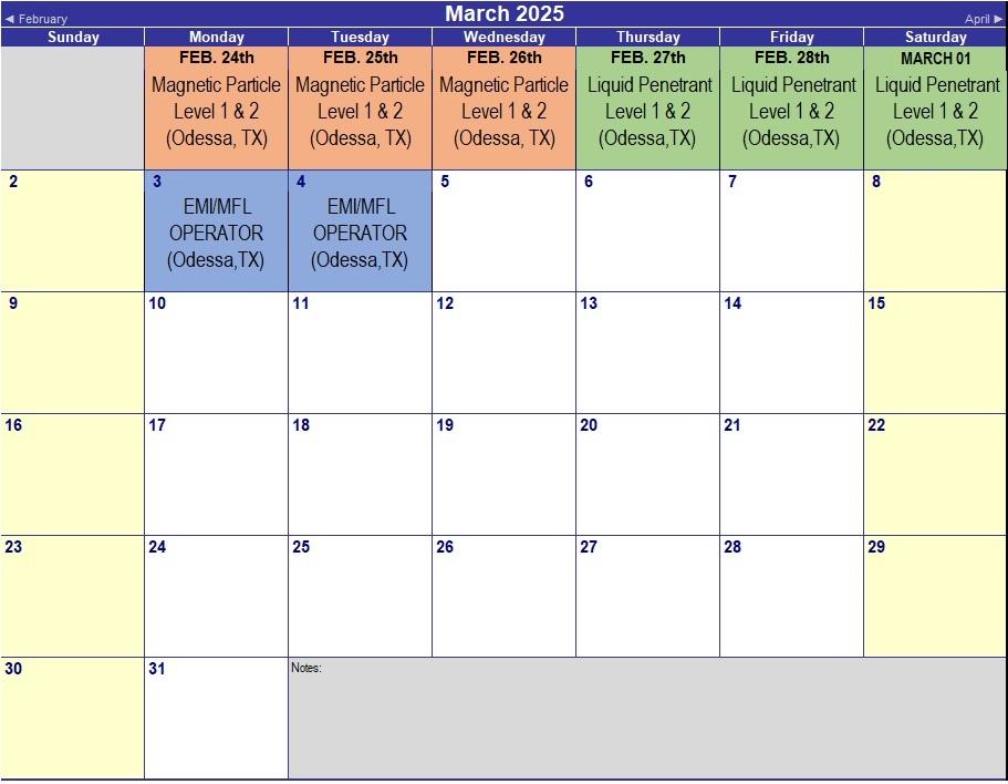 Update to Our 2024 NDT Training Schedule!