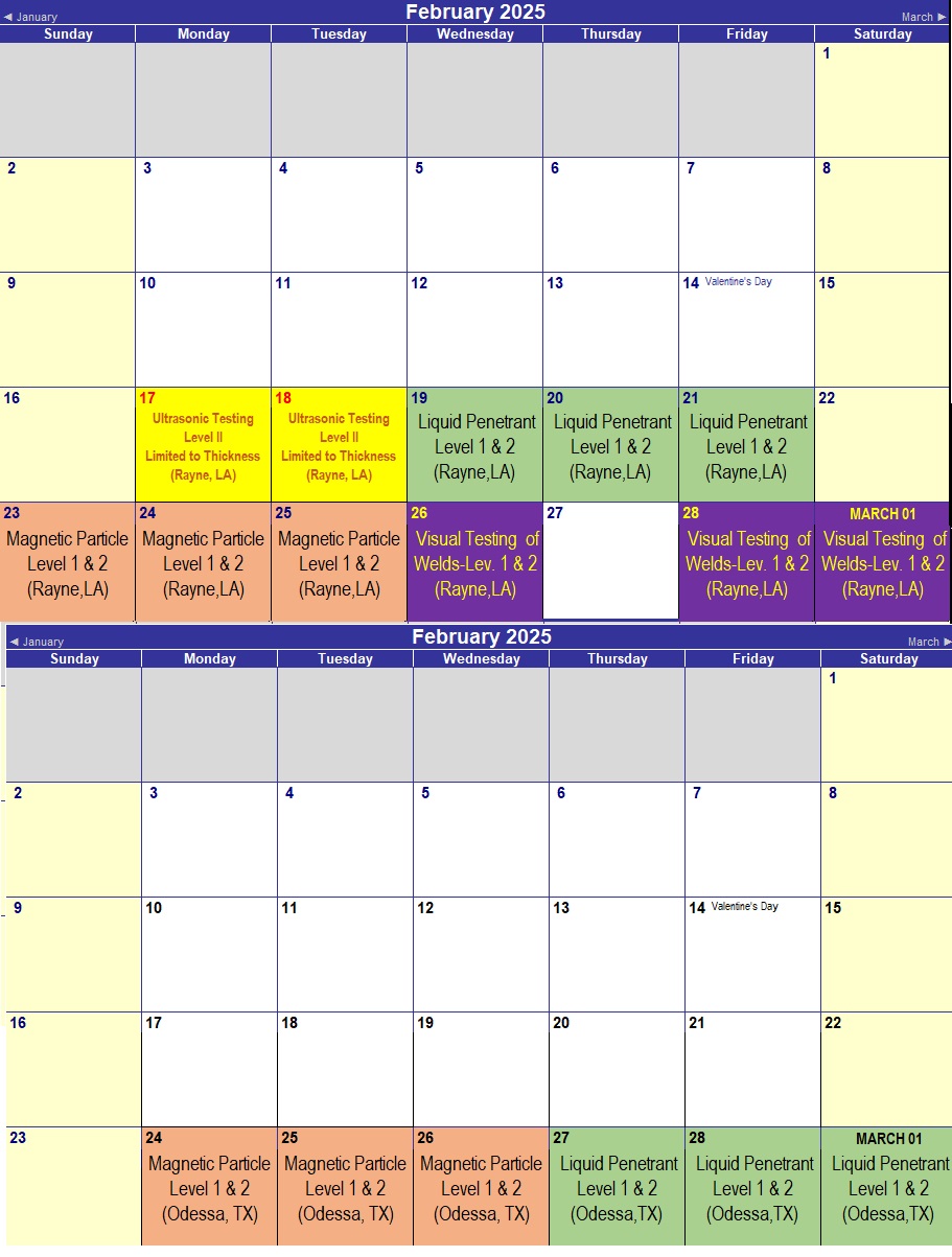 Update to Our 2024 NDT Training Schedule!