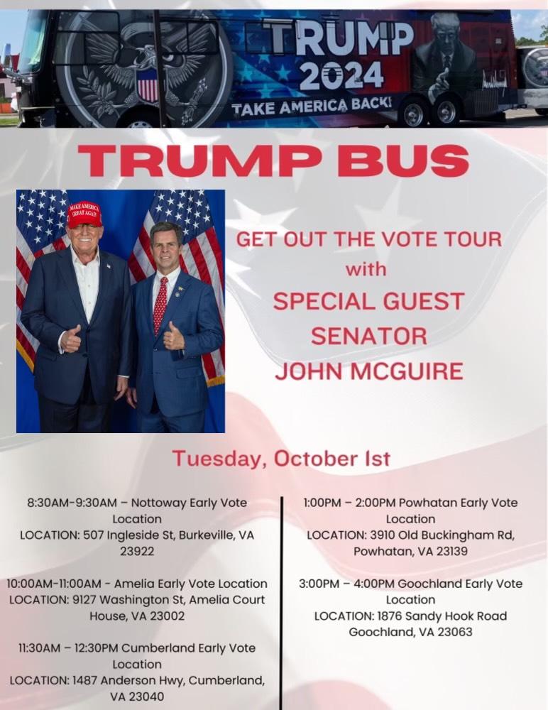 PATRIOT ALERT: Trump Bus Get-Out-The-Vote Tour Starts TOMORROW