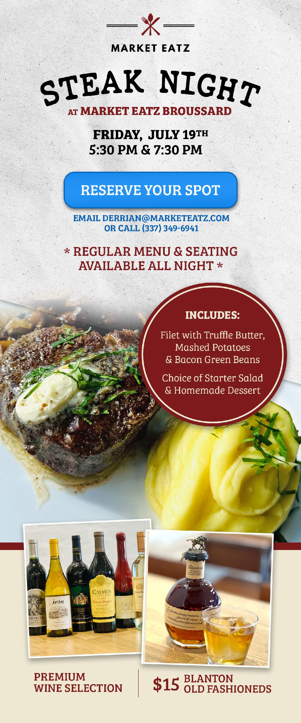 Market Eatz Steak Night | Reserve Your Spot