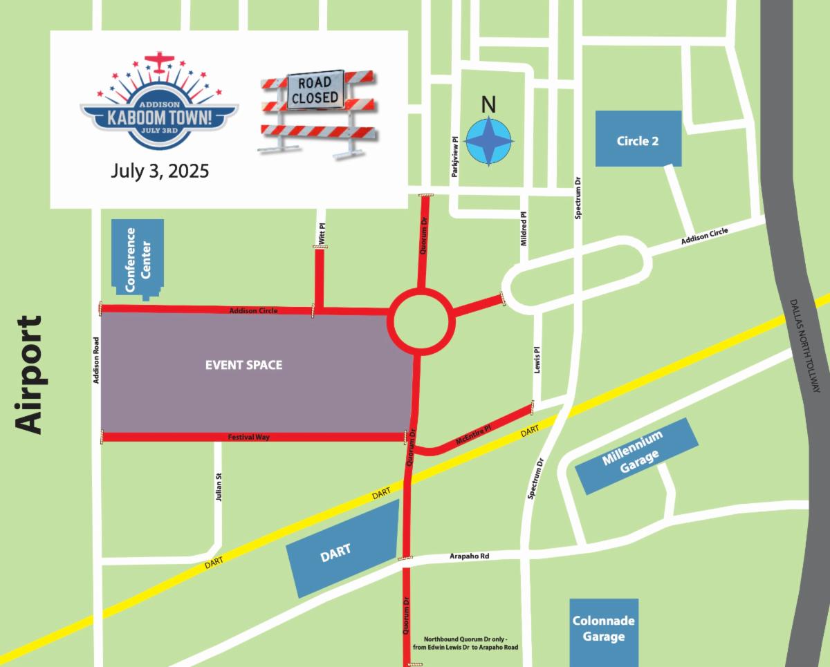Addison Kaboom Town! Road Closures