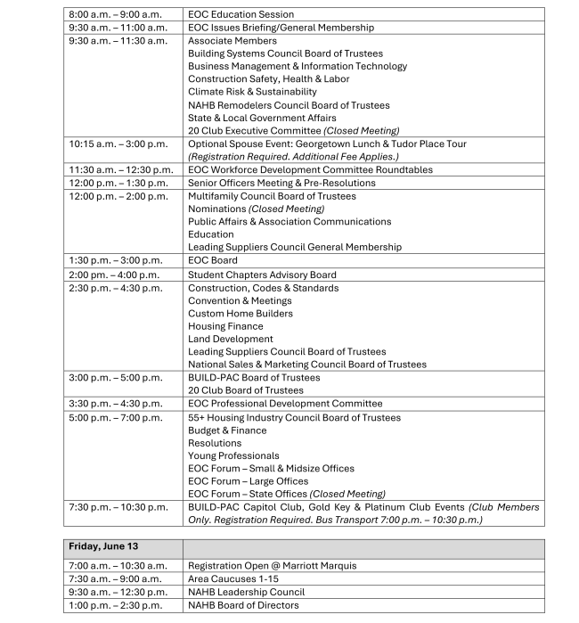 NAHB Spring Leadership Meeting Details