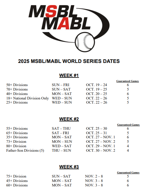 Men's Senior Baseball League 2024 Holiday Newsletter