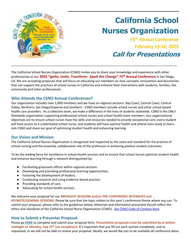 CSNO 75th Annual Conference | SAVE THE DATE!