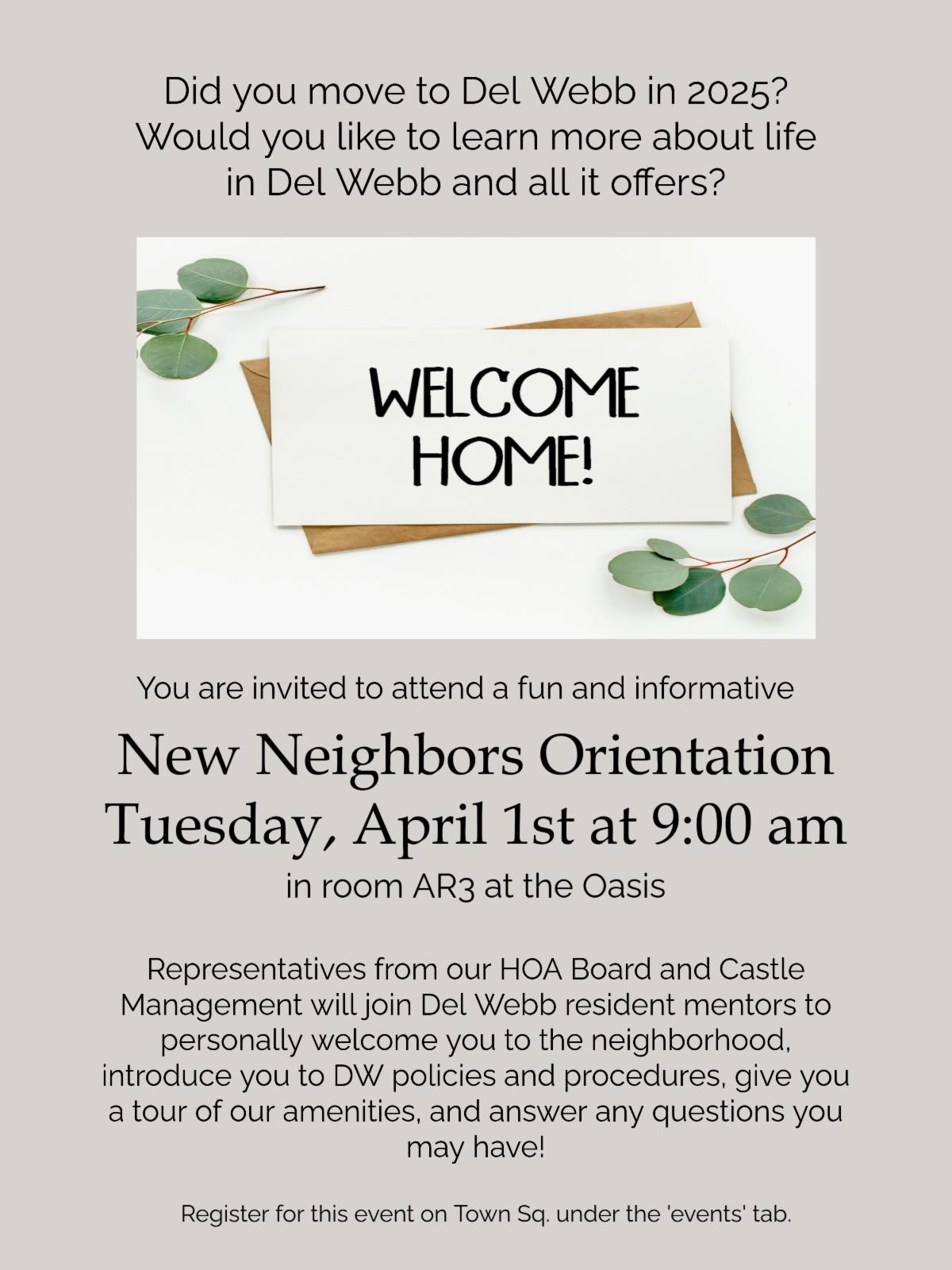 LIFESTYLE/HOA ORGANIZED EVENT UPDATES AND REMINDERS