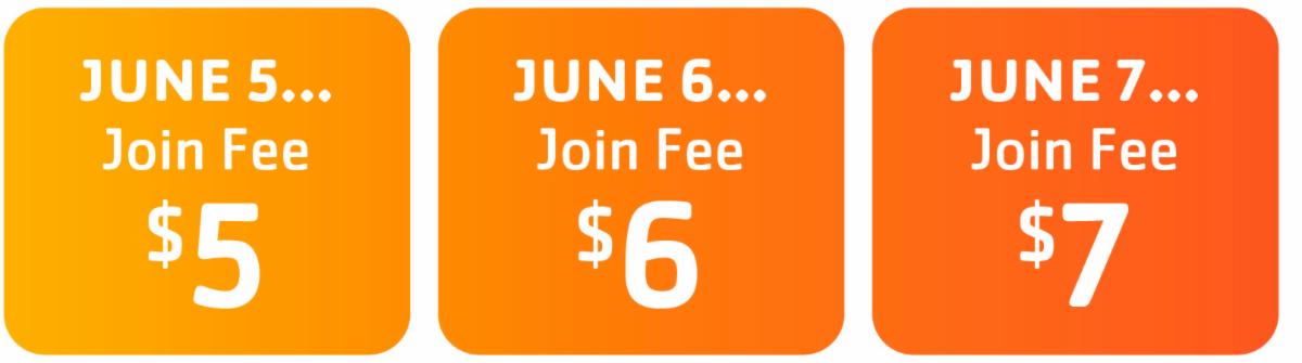 Pay the day! Joining fees are less than $10 if you join now!!