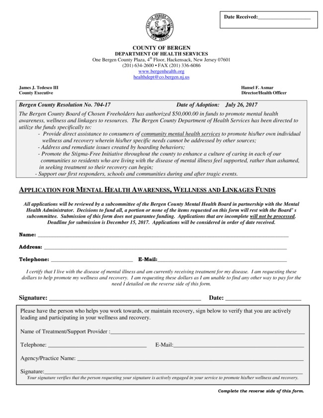 BERGEN FREEHOLDERS OFFER 50K IN SFZ FUNDING- BERGEN TEEN ON ANXIETY ...