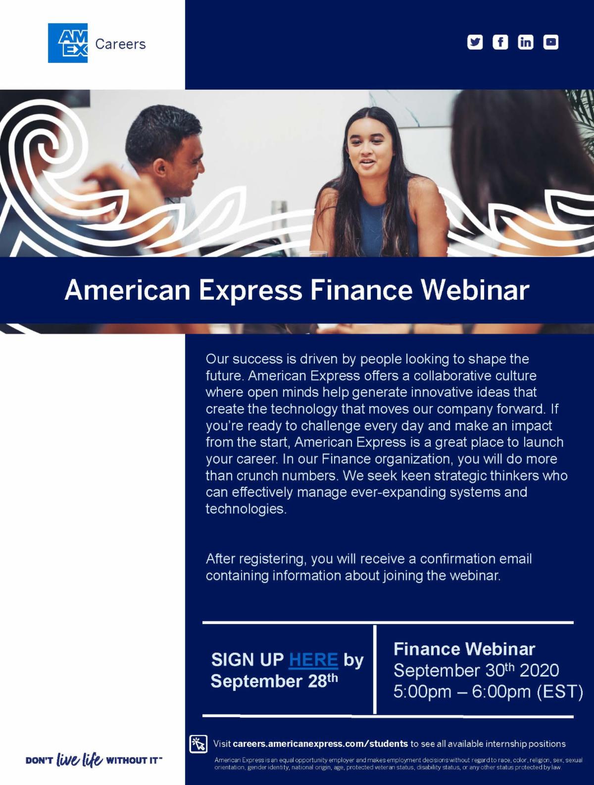 Register Today: American Express Finance Webinar
