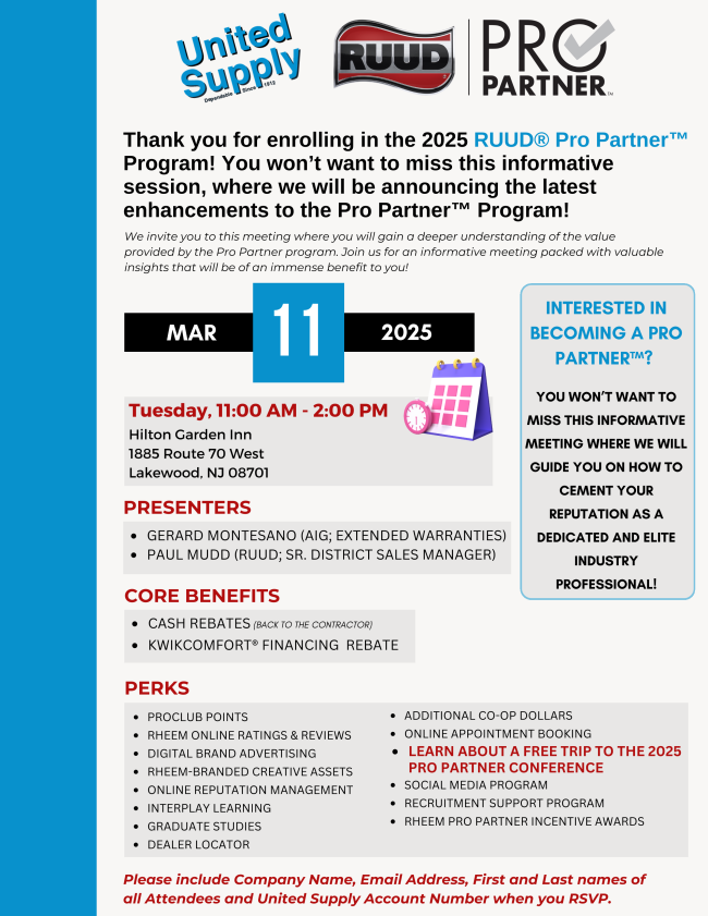 Thank you for enrolling in the 2025 Ruud Pro Partner Program! *REMINDER*