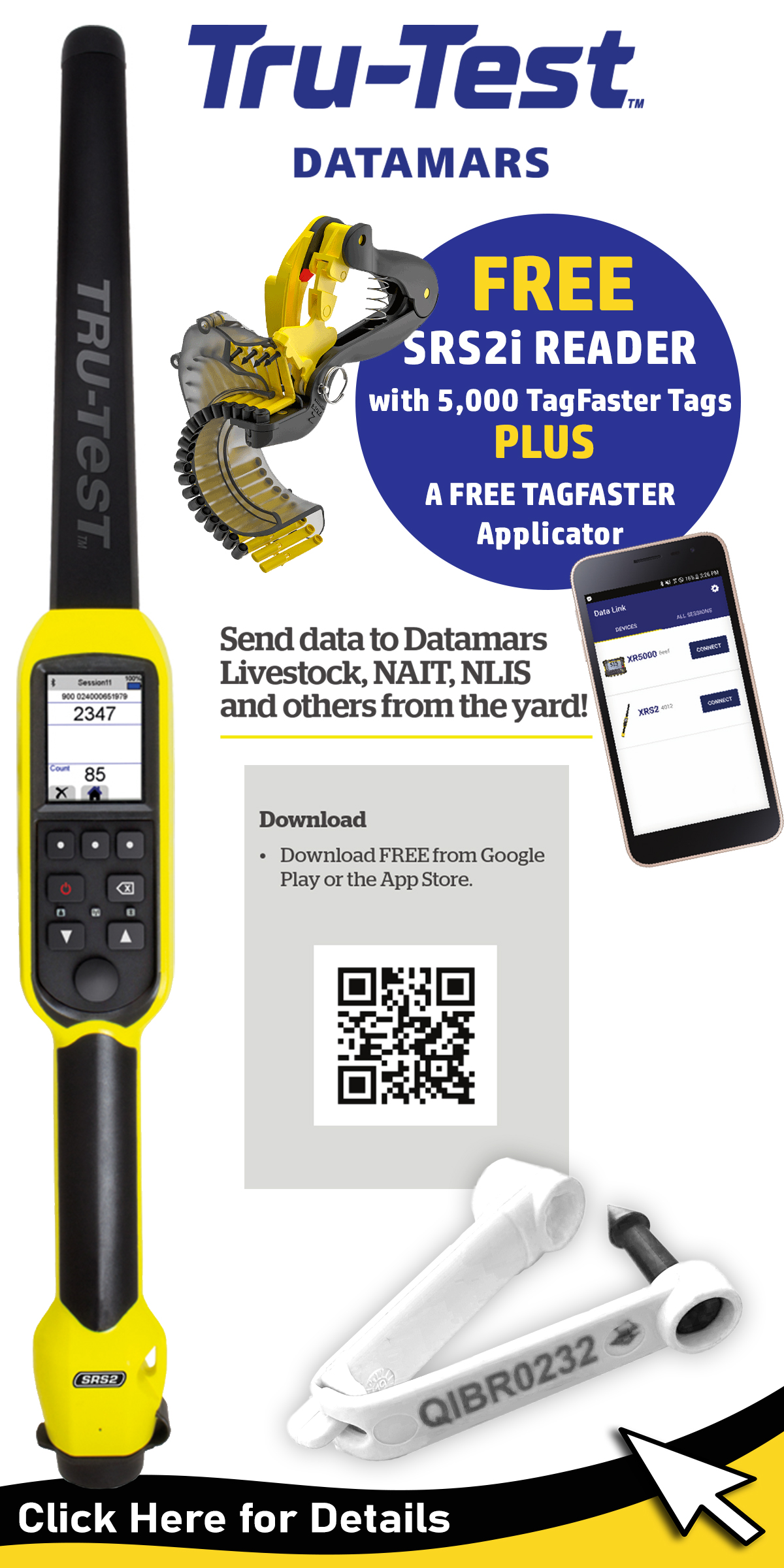 FREE TruTest SRS2i Stick Reader, Auto TagFaster Applicator & $2.50 NLIS ...