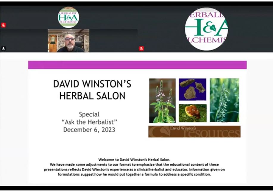 DECEMBER 2023 Recording of David Winston's Herbal Salon: ASK THE HERBALIST!