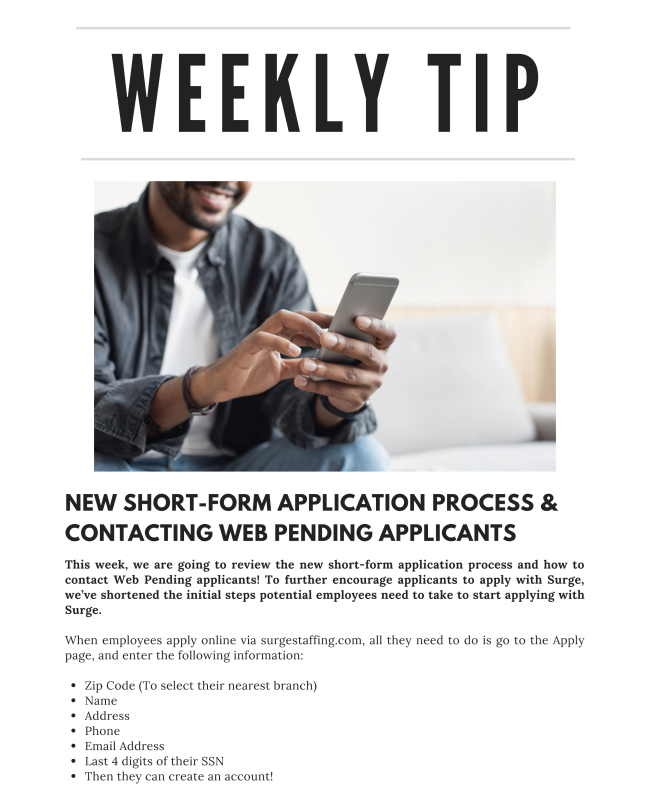 Weekly Tip: New Short-Form Application