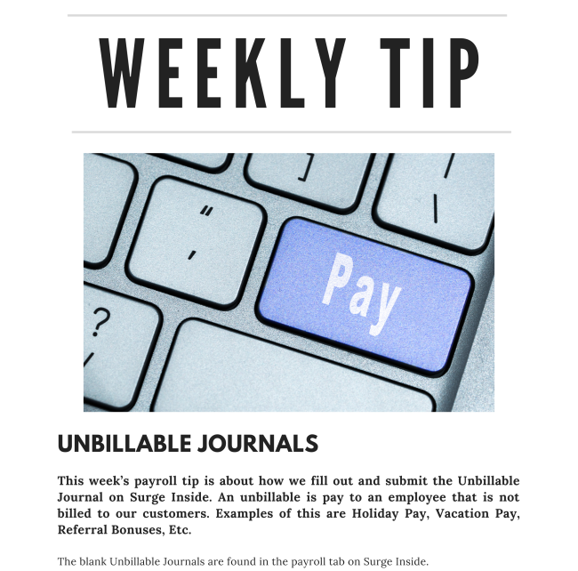 Weekly Tip: Unbillable Journals