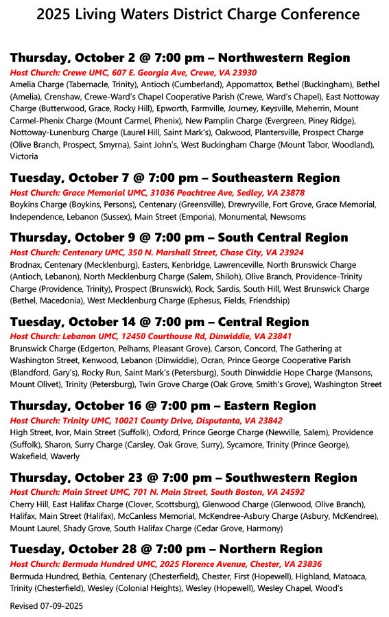 , Here's Important 2025 Charge Conference Information