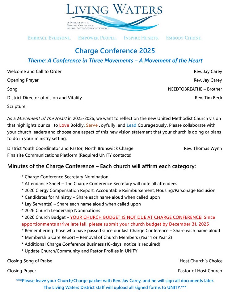 , Here's Important 2025 Charge Conference Information