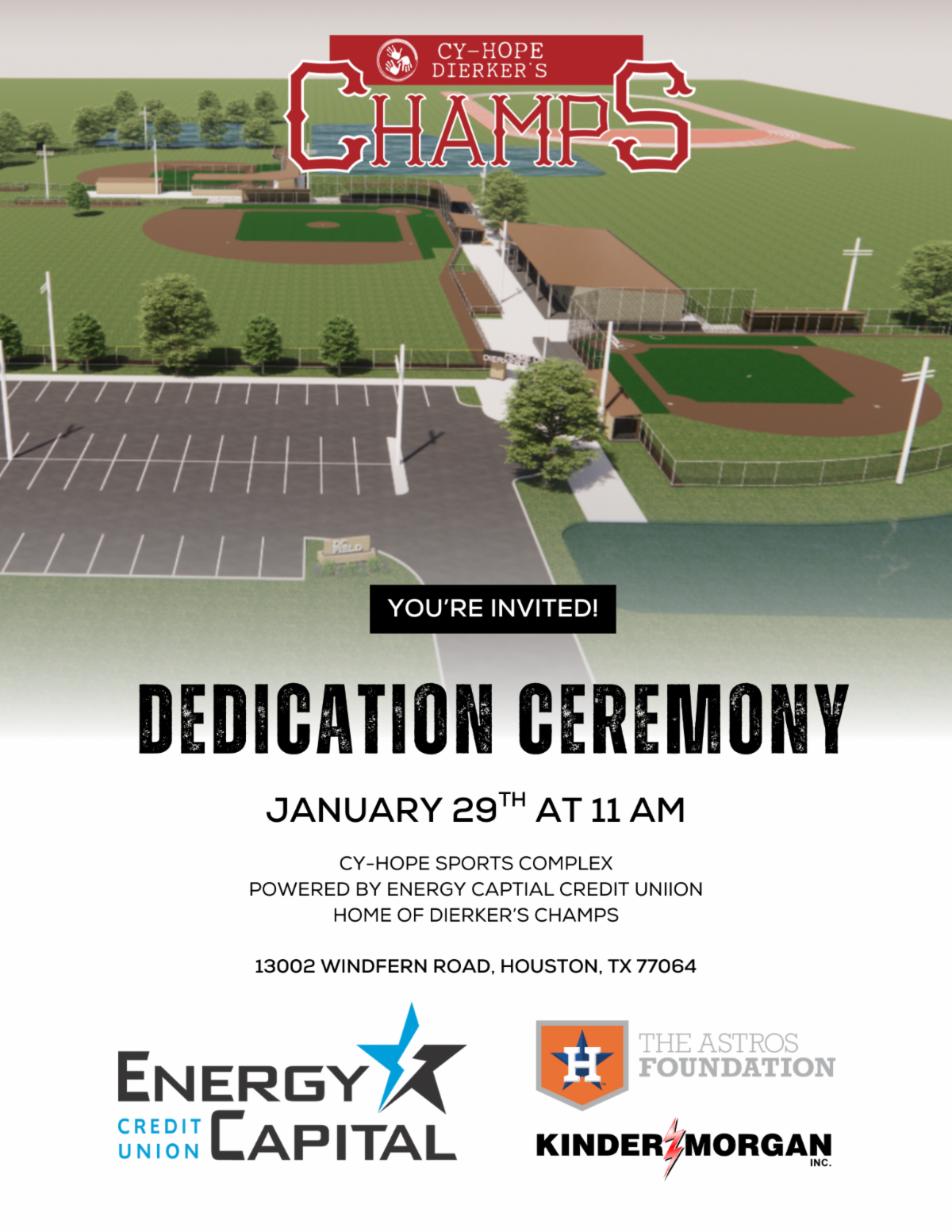 INVITE: Dedication for Cy-Hope Sports Complex 1/29