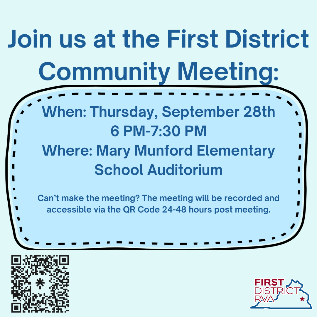 First District September Community Meeting Reminder!