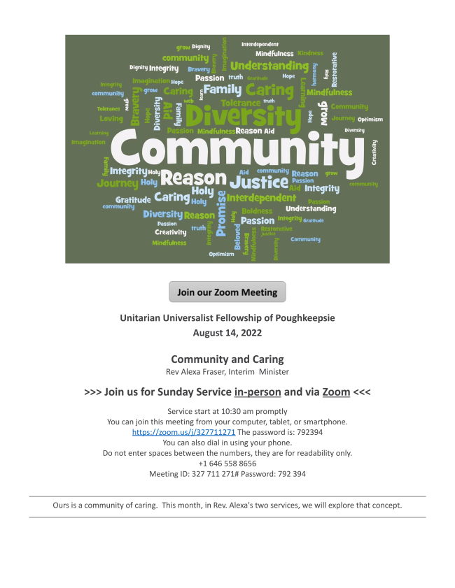 Order of Service for Sunday, August 14, 2022