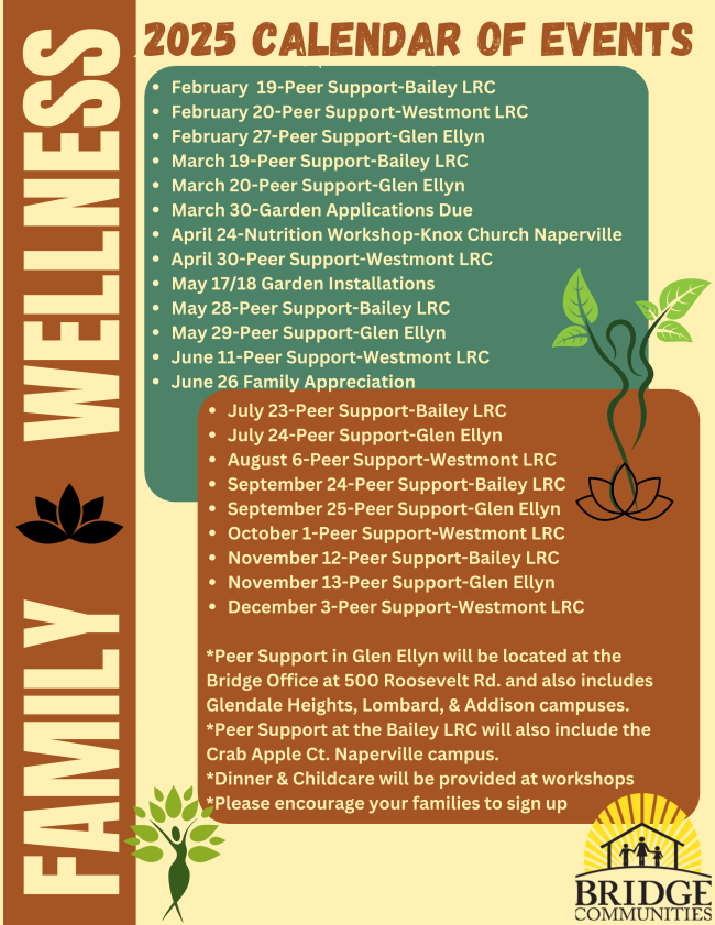 2025 Family Wellness Calendar of Client Events