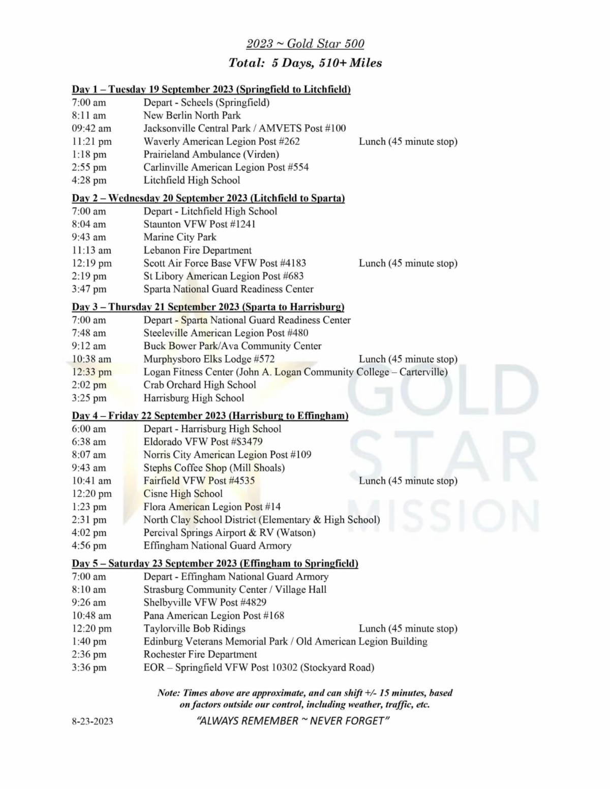 Gold Star Mission is Coming to Litchfield!