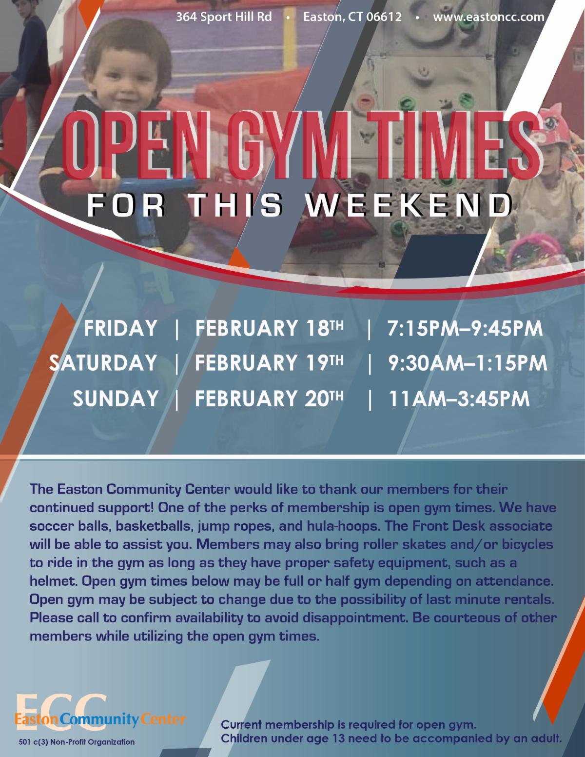 Open Gym for this Weekend