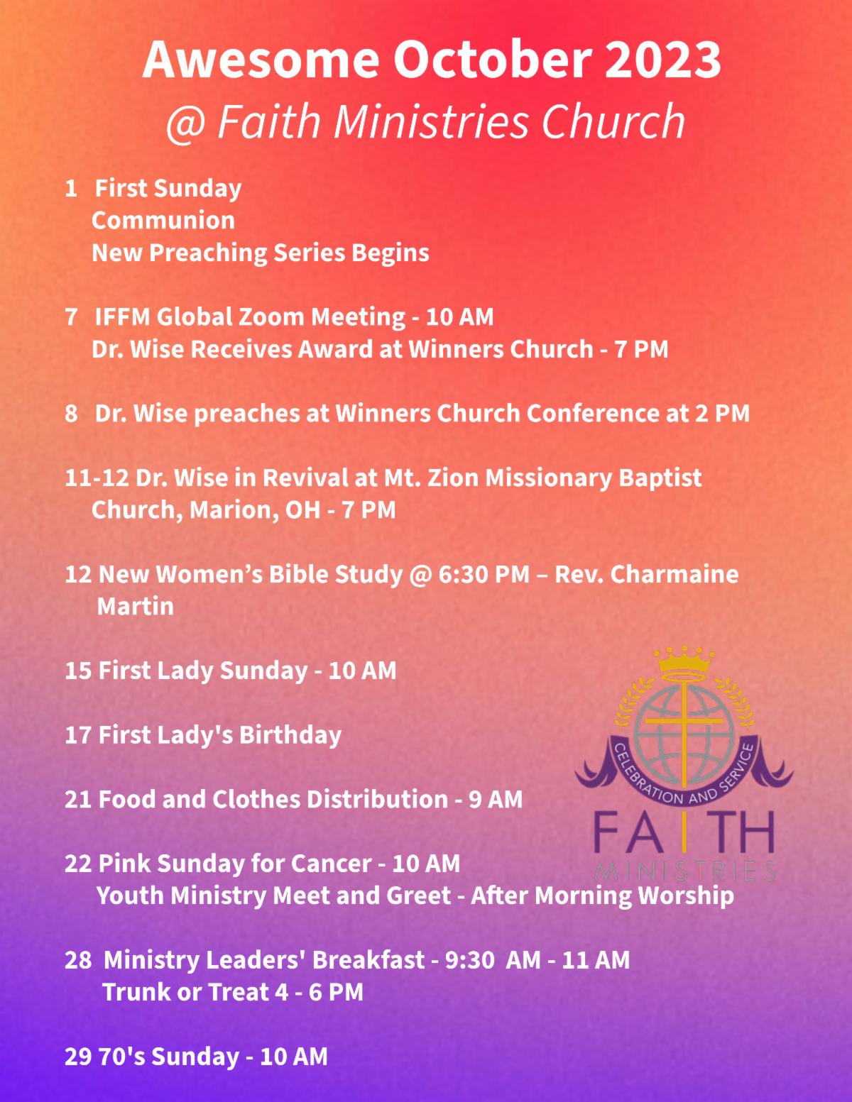 First Lady Sunday: Faith Ministries' Weekly Newsletter