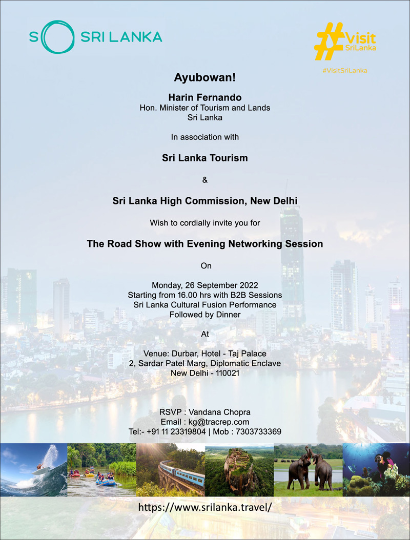 Invitation - Sri Lanka Tourism Roadshow - Delhi - 26 Sept 2022 - 4 PM ...