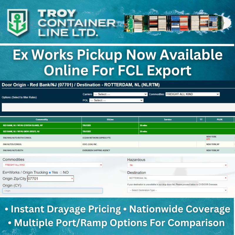 Online FCL Drayage Rates Now Available for Export Cargo!