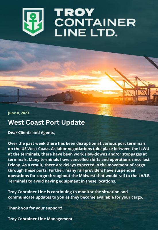West Coast Port Update