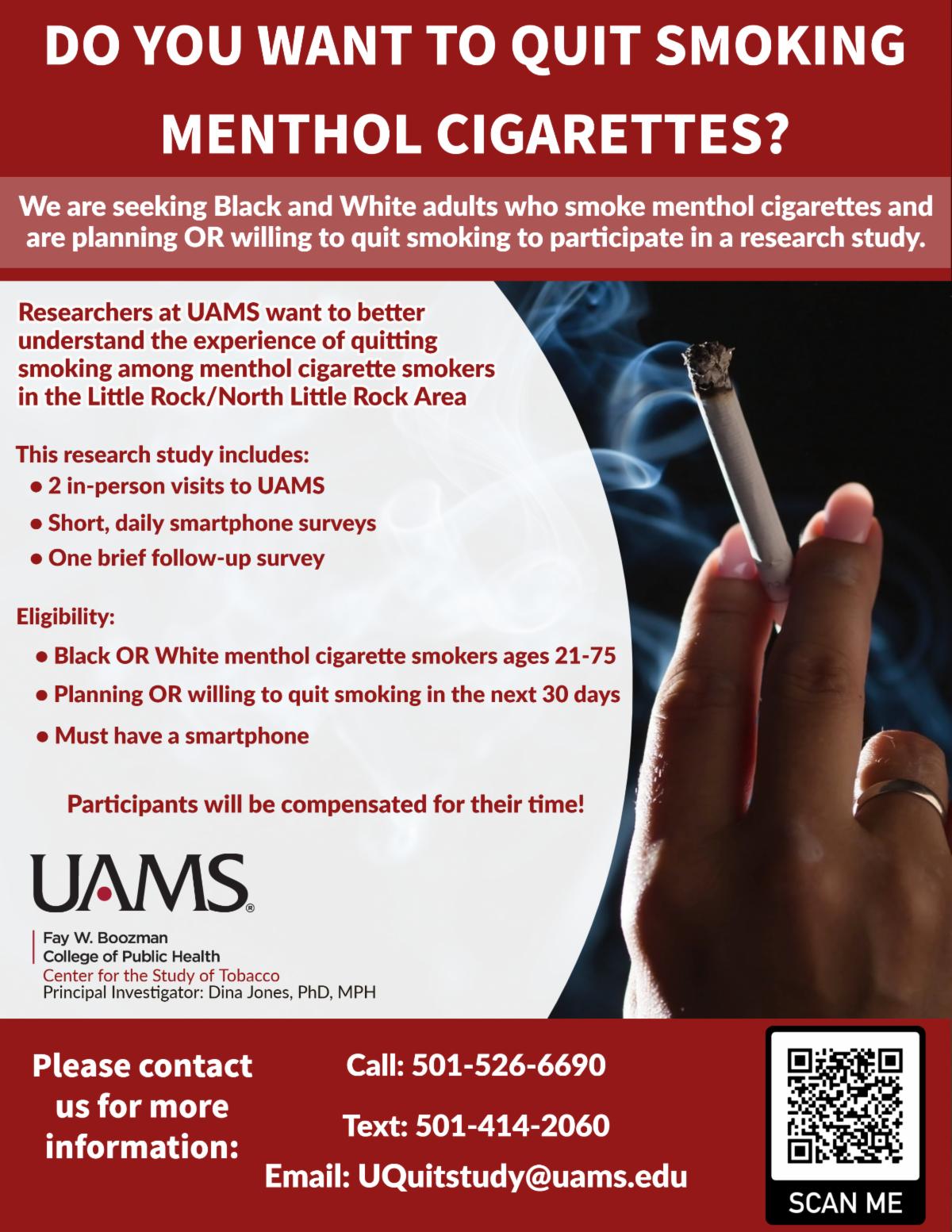 Do You Want To Quit Smoking Menthol Cigarettes Uams Needs You