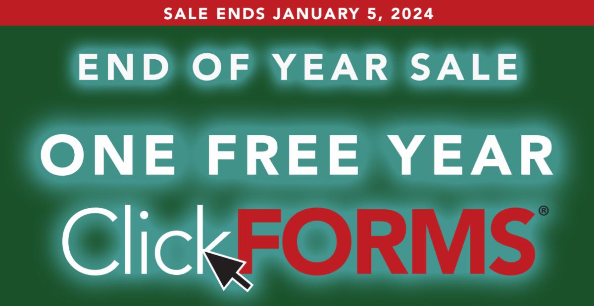 Year End Sale - Free Year of ClickFORMS