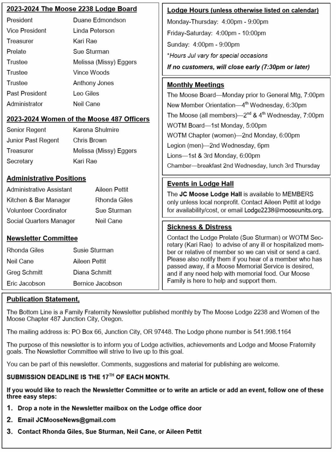 JC Moose August Calendar & Newsletter