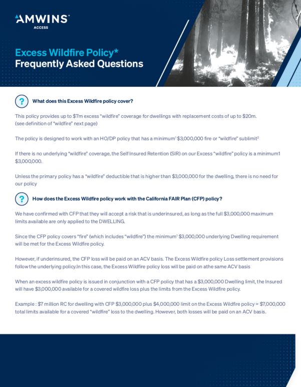 Amwins Access Launches Excess Wildfire Product for California ...