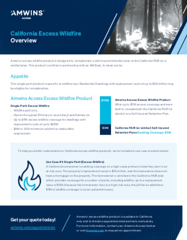 Amwins Access Launches Excess Wildfire Product for California ...