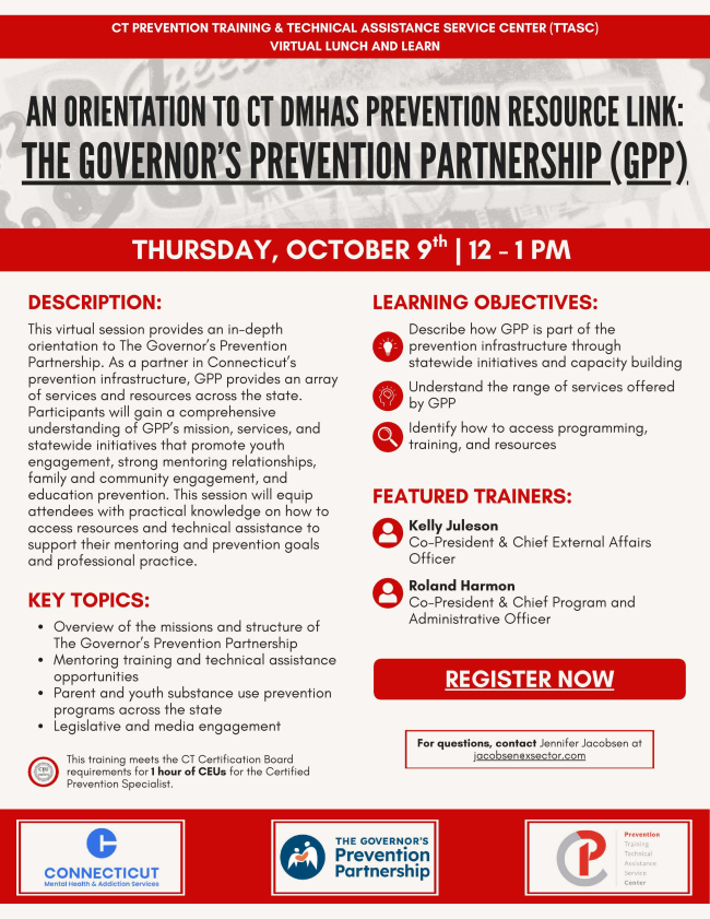 An Orientation to CT DMHAS Prevention Resource Link: The Governor’s ...