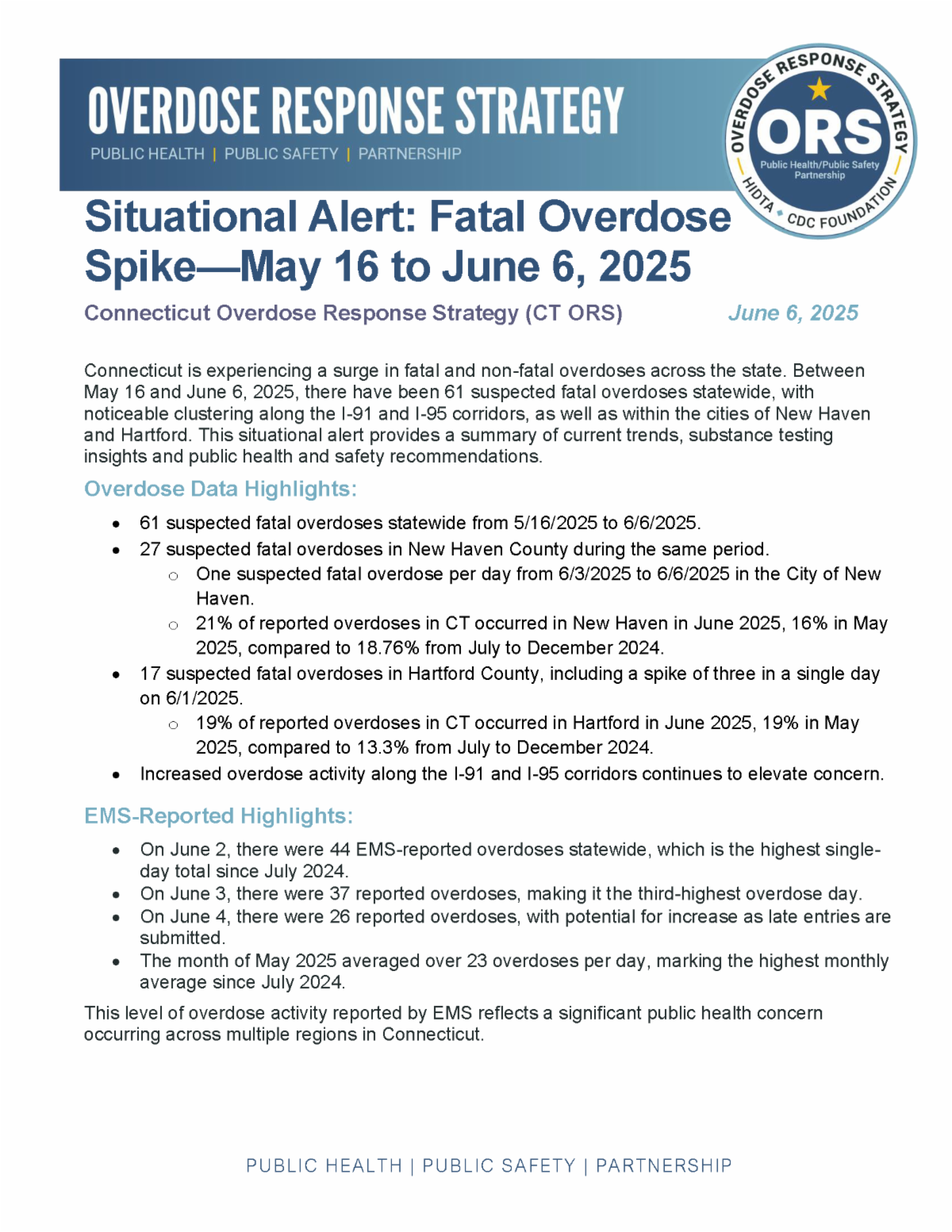 Situational Alert: Overdose Spike