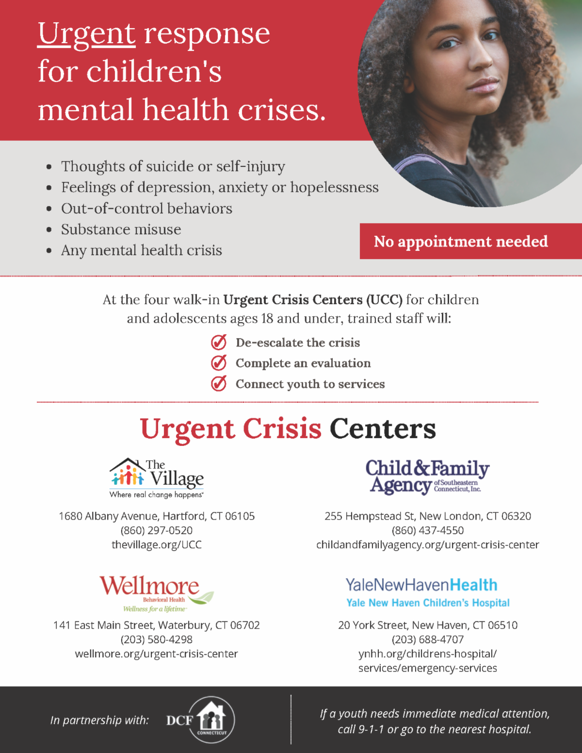 Urgent Crisis Centers Flyer - English and Spanish