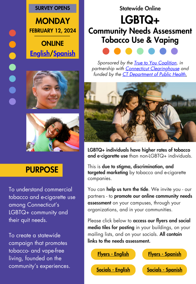 STARTING TODAY! LGBTQ+ Tobacco Use & Vaping Community Needs Assessment
