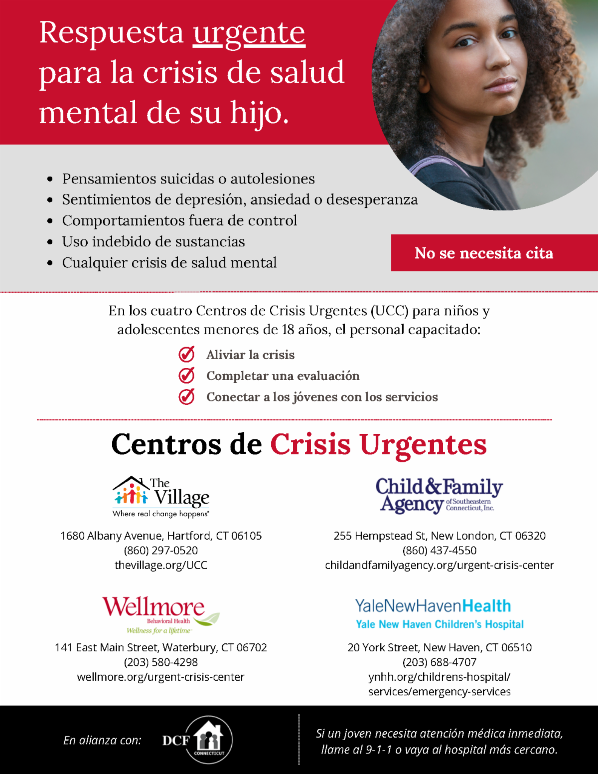 Urgent Crisis Centers Flyer - English and Spanish