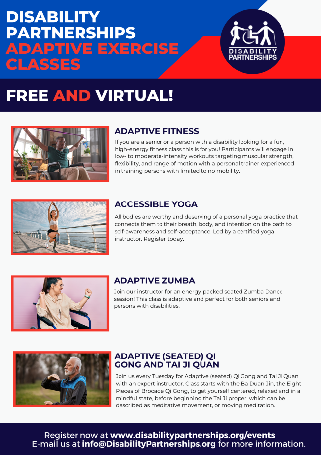 Disability Partnerships: Adaptive Exercise Classes - Free and Virtual