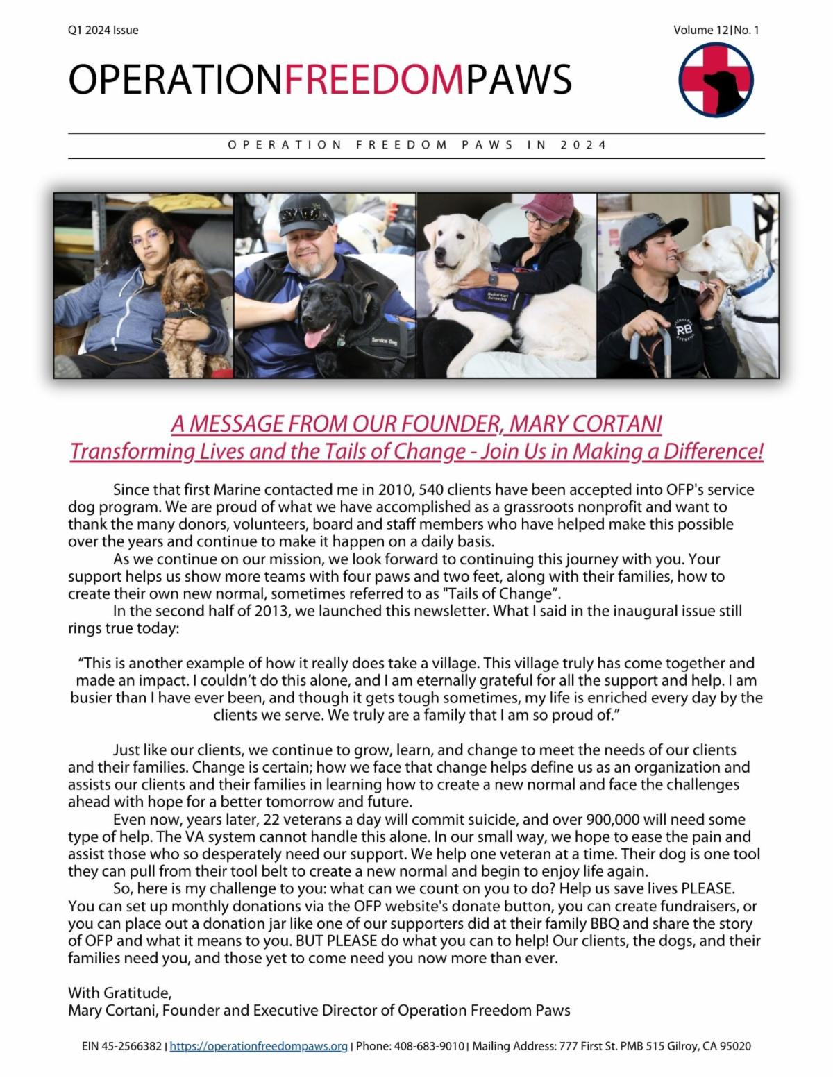 Operation Freedom Paws Q1 2024 Newsletter