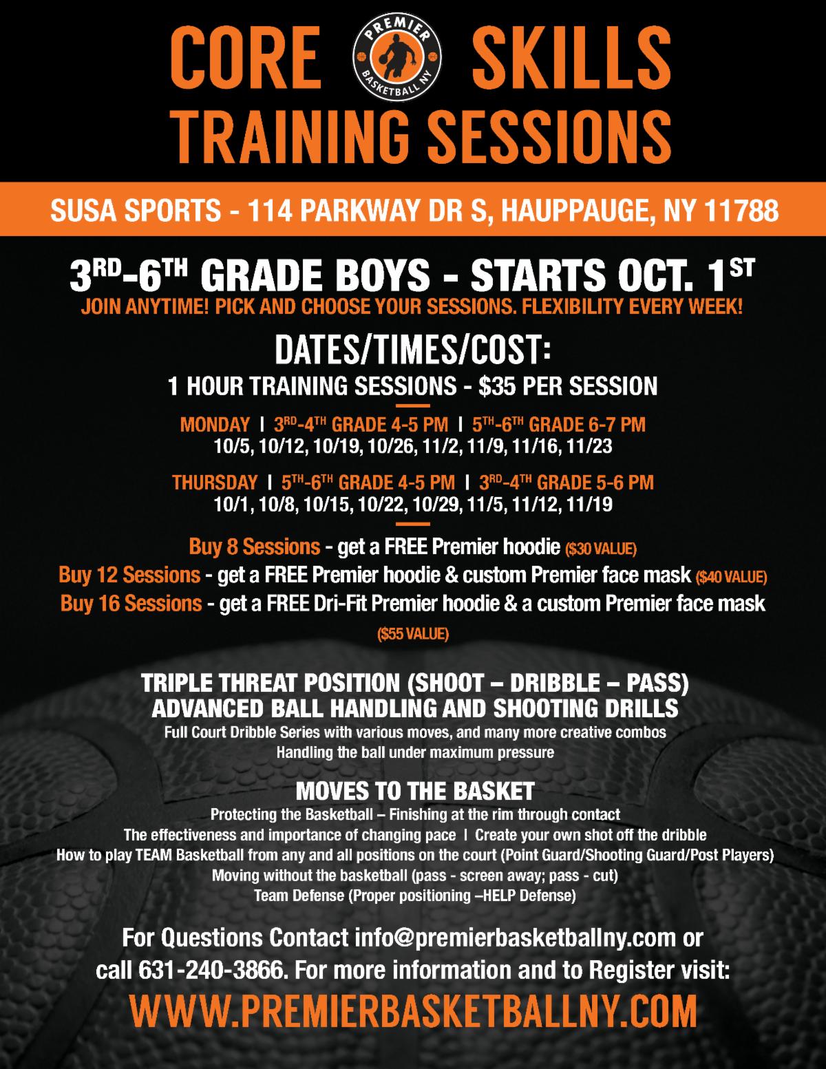 Core Skills Basketball Training Sessions Boys & Girls