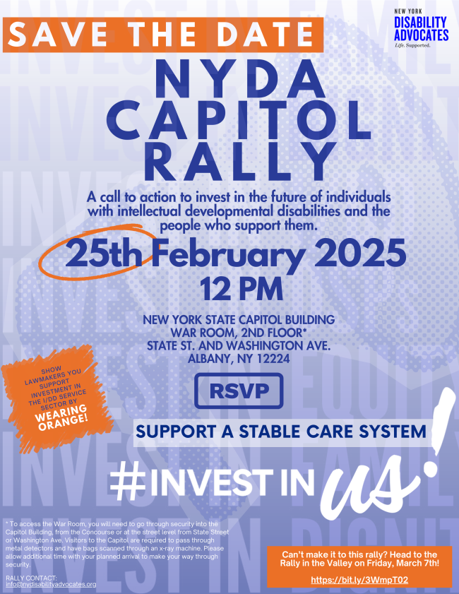Advocacy Alert: JOIN US! NYDA Capitol Rally 2/25/25 Advocacy Alert: JOIN US! NYDA Capitol Rally 2/25/25