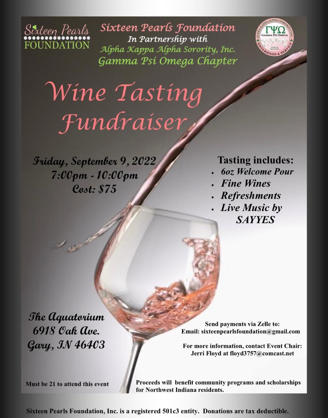 You are cordially invited to the Sixteen Pearls Foundation Wine Tasting Fundraiser