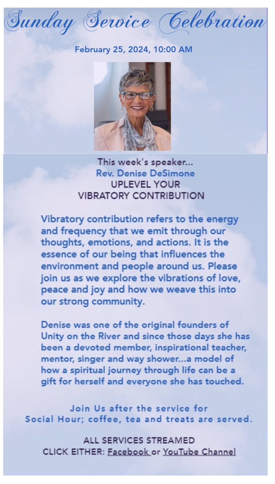This Week's Speaker Rev. Denise DeSimone