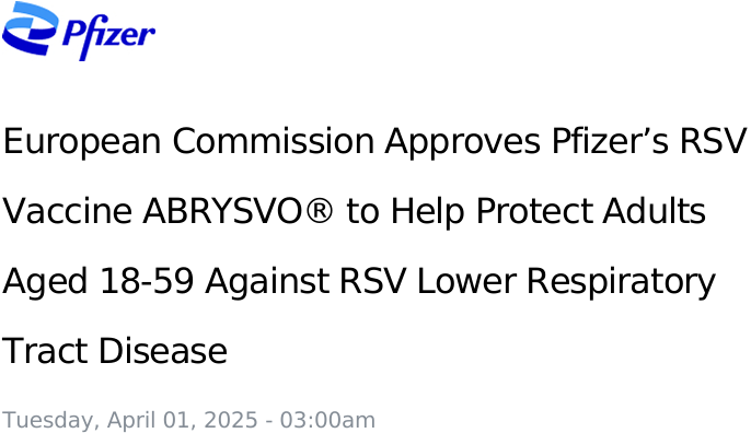 RSV Protection Expanded: Pfizer Announces Broader Use for Arexvy Vaccine