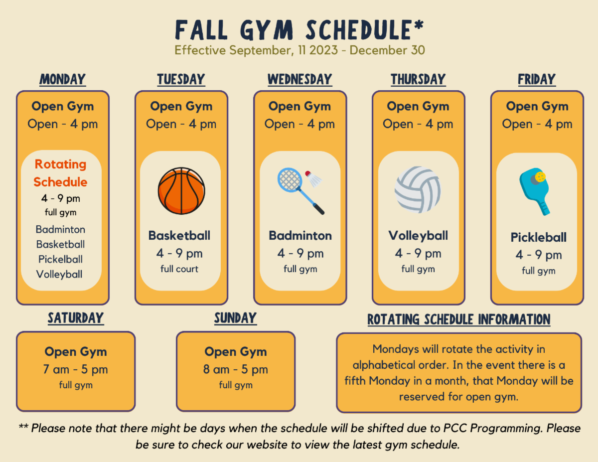 Fall Gym Schedule: Introducing Pickleball