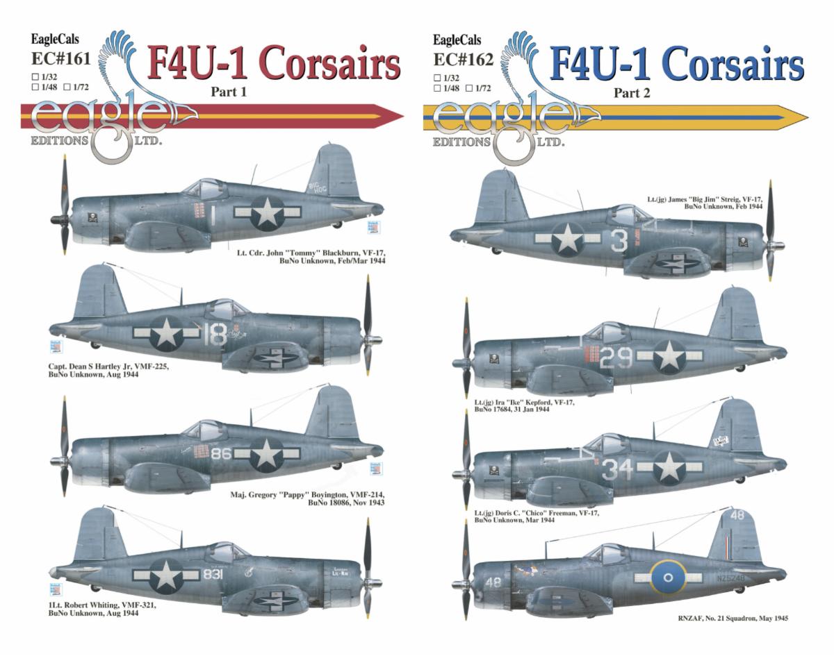 New Mustang Eagle-Cals; reprint of Corsair F4U-1 Eagle-Cals