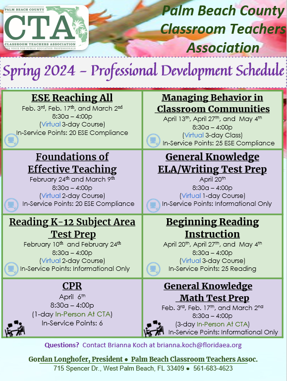 CTA Professional Development Courses for Spring 2024 (#2)