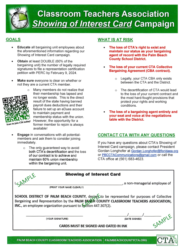 Your Contract and Union are at stake...CTA Recertification & Showing of ...